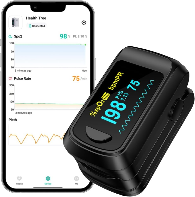 Pulse Oximeter Blood Oxygen Monitor Fingertip HealthTree Bluetooth ...